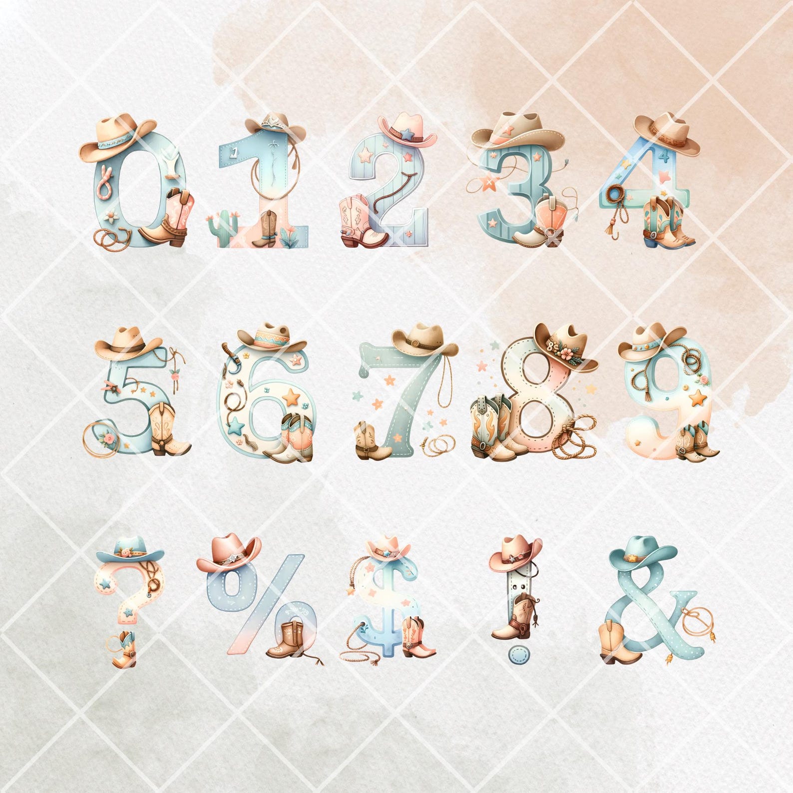 Cowboy Alphabet Clipart: Western Rodeo PNG Letters (digital Download ...