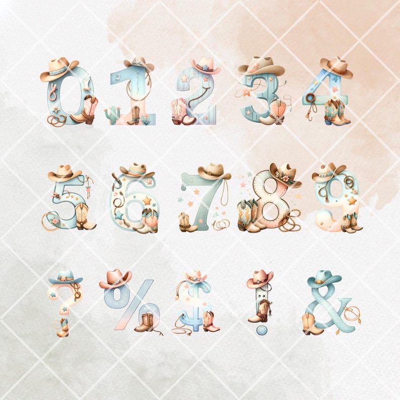 Cowboy Alphabet Clipart, Western Rodeo Letters PNG Designs, Rustic Wild ...