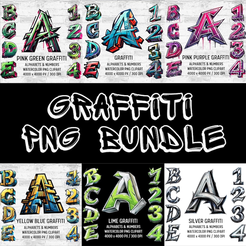 Graffiti Alphabet PNG Bundle: Urban Font Designs (digital Download) - Etsy