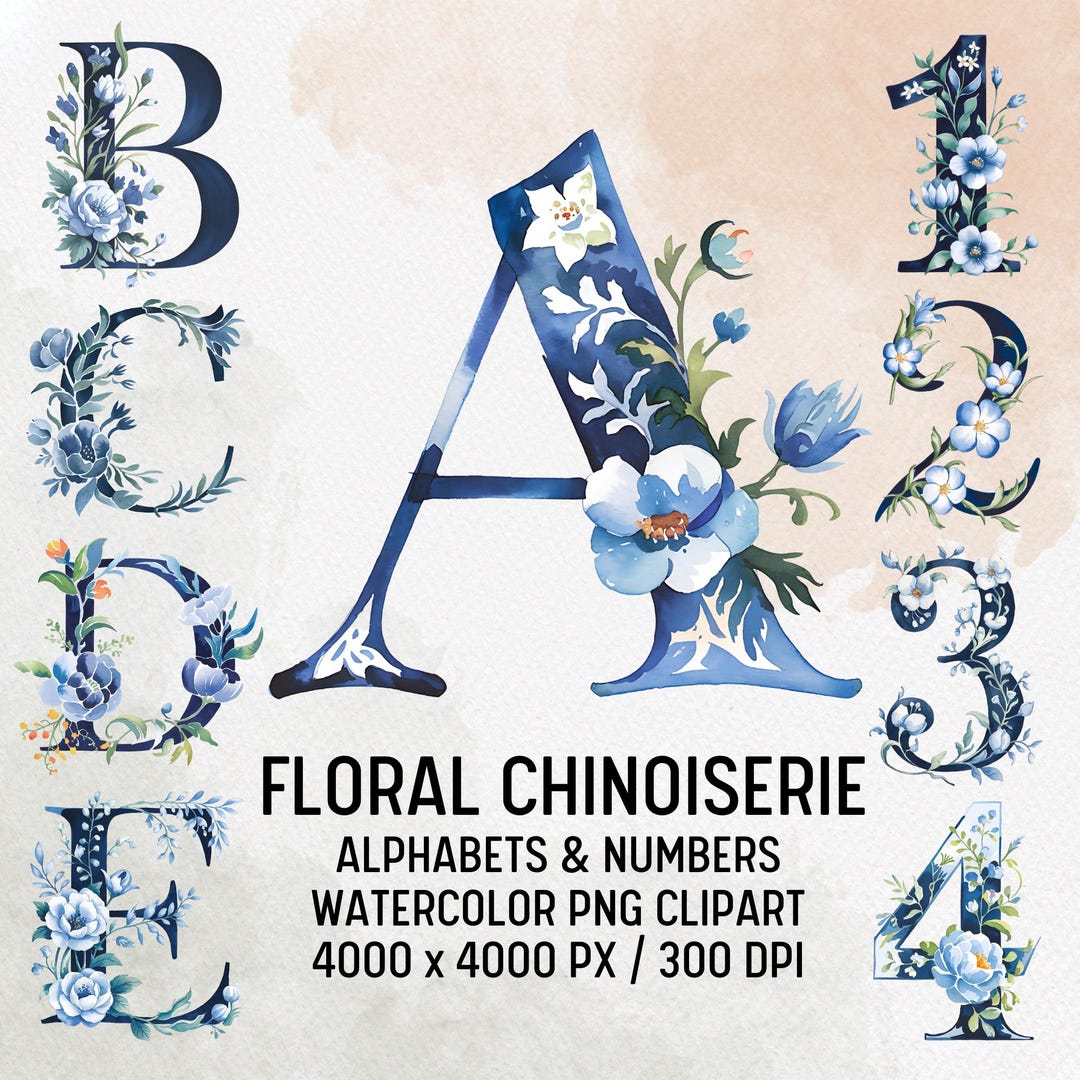 Chinoiserie Alphabet PNG Clipart, Chinoiserie Floral Clipart ...