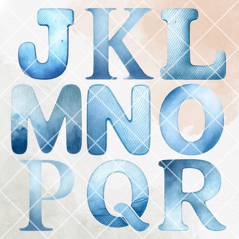 Blue Watercolor Alphabet PNG Clipart, Printable Letters PNG Clipart ...