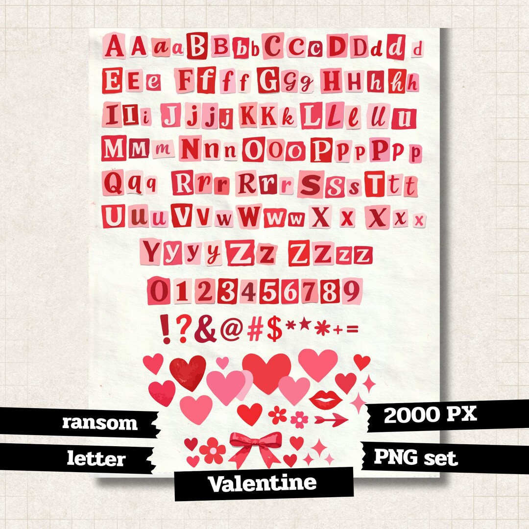 Valentine Red Ransom Note Alphabet, PNG Cutout (digital Download - Etsy