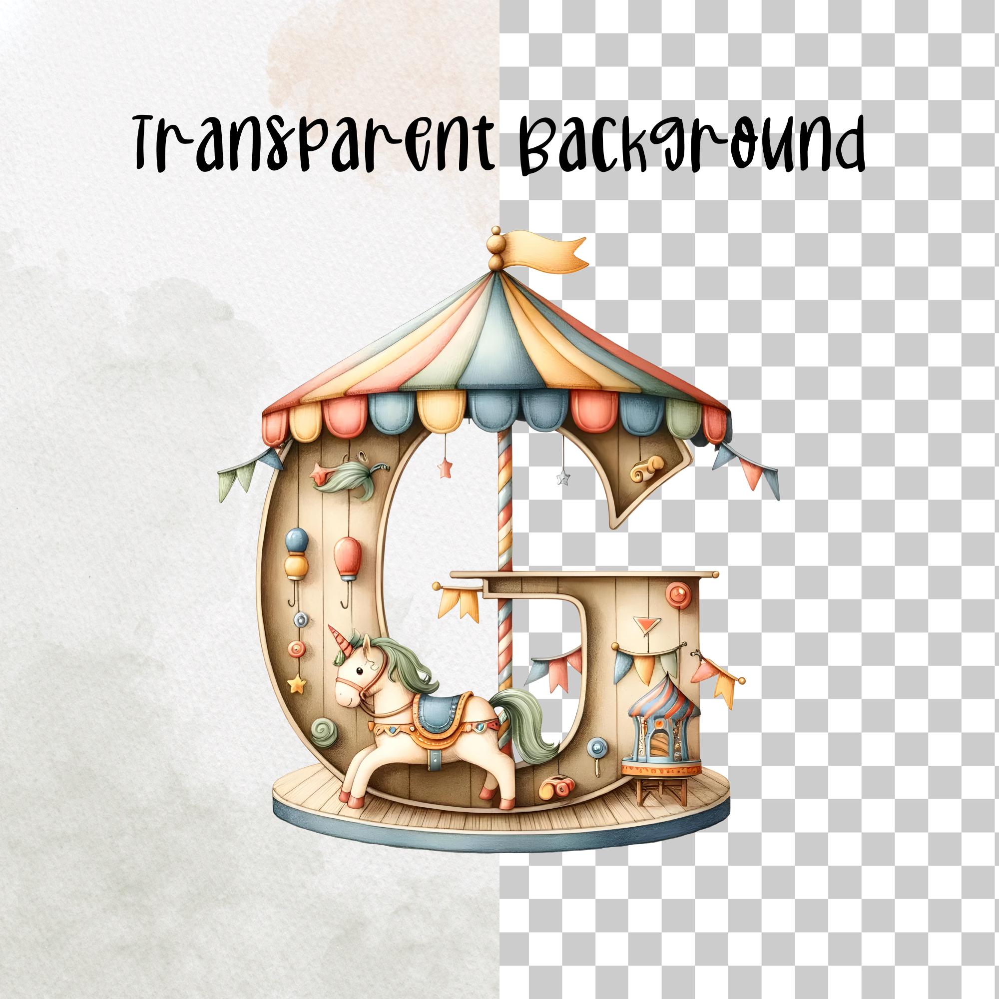 Merry-go-round Alphabet Clipart, Carnival Letters PNG Designs, Vintage ...