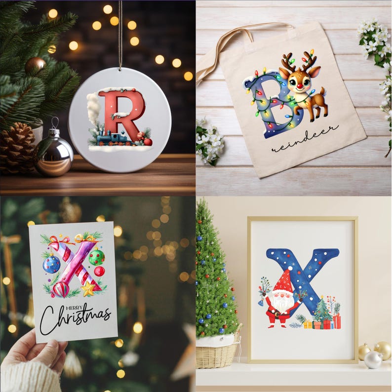 Christmas Alphabet PNG Clipart Bundle: Festive Holiday Letters (digital ...