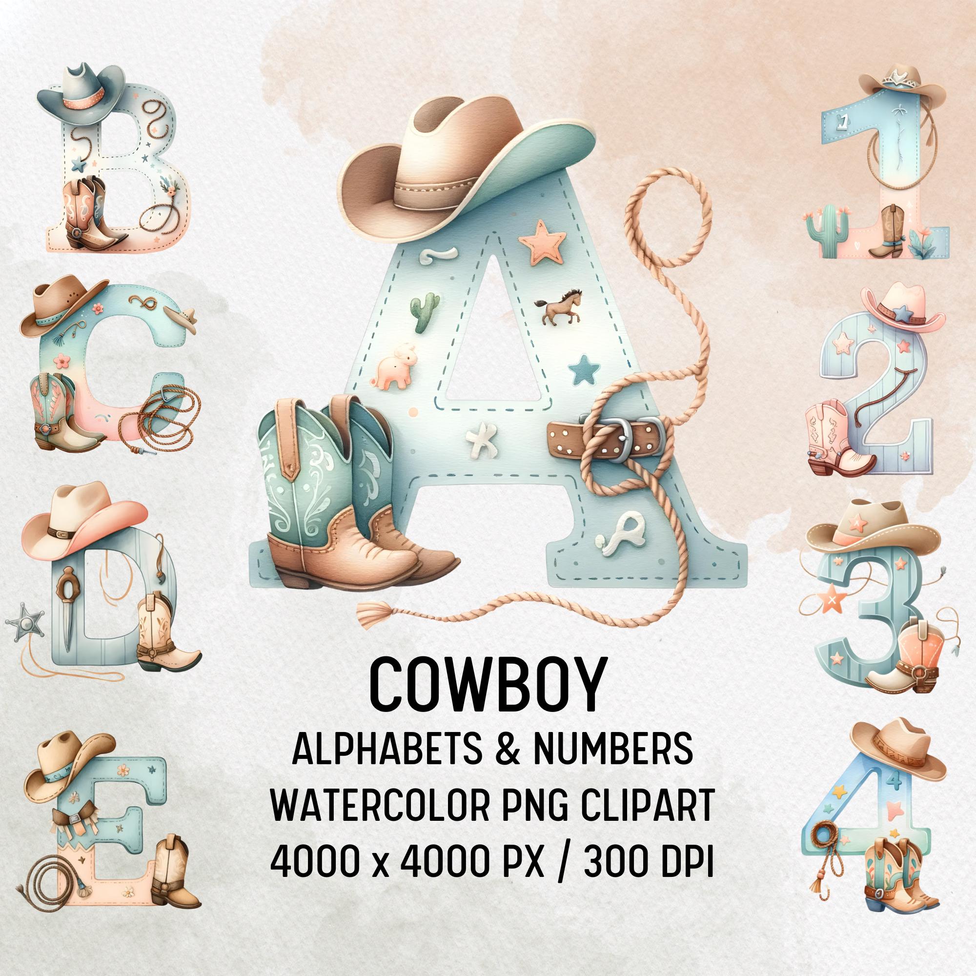 Cowboy Alphabet Clipart, Western Rodeo Letters PNG Designs, Rustic Wild ...