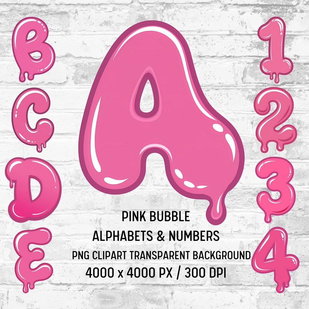 Graffiti Alphabet Pink Color PNG, Dripping Bubble Graffiti Letters ...