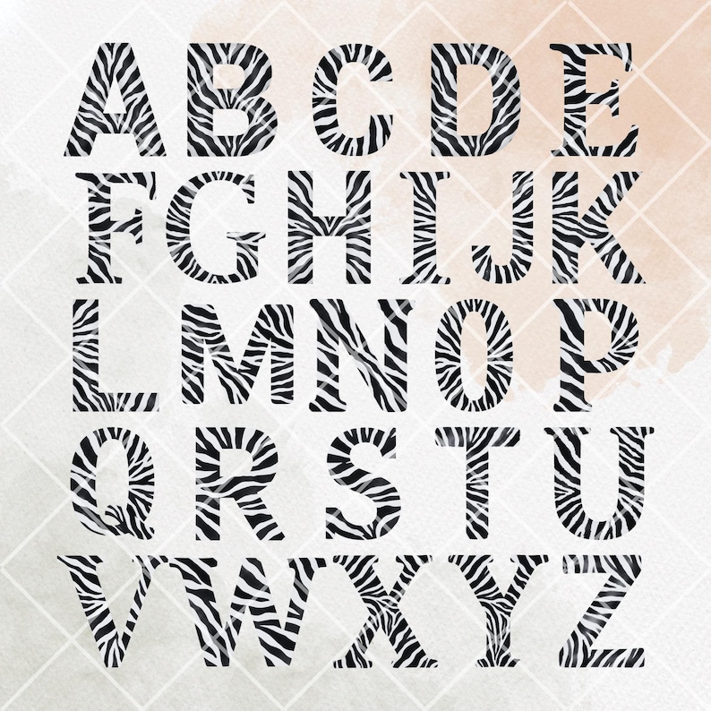 Zebra Print Alphabet PNG Clipart | Safari Letters (digital Download) - Etsy