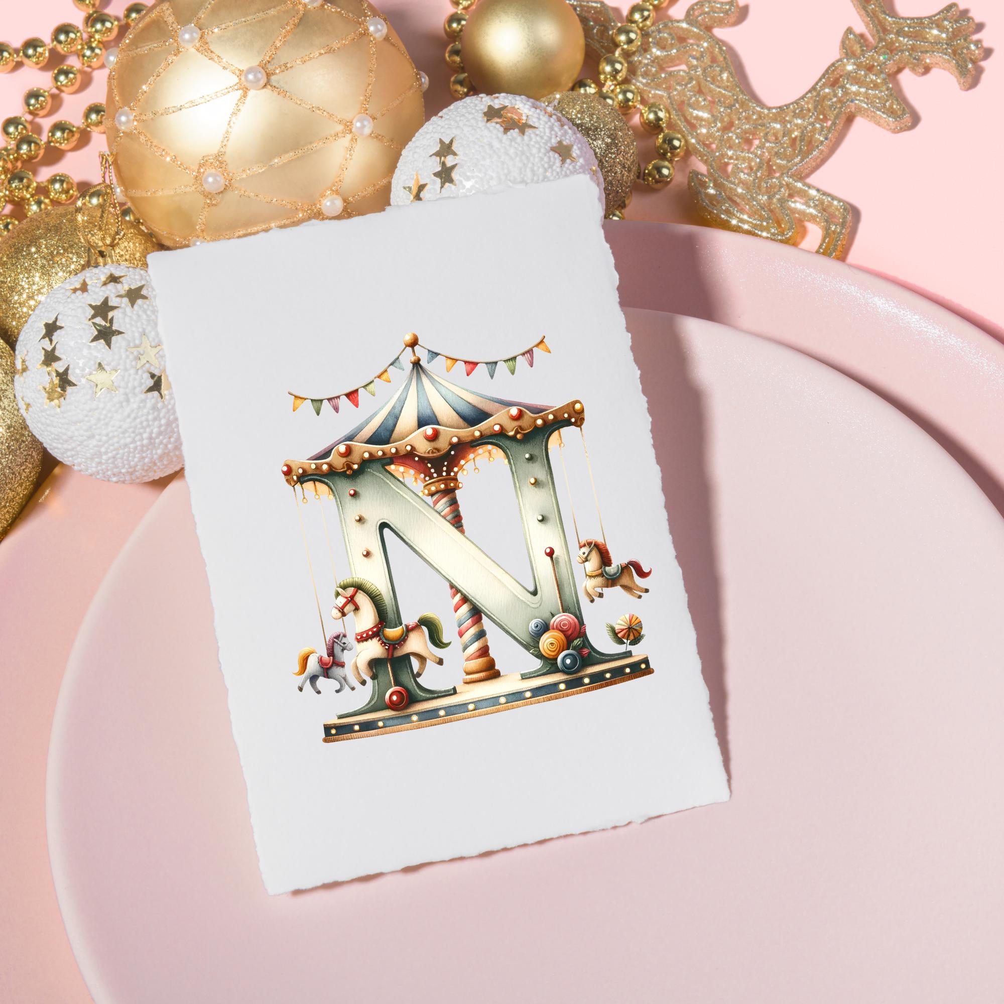 Carousel Alphabet Clipart: Vintage Carnival Letters PNG (digital ...