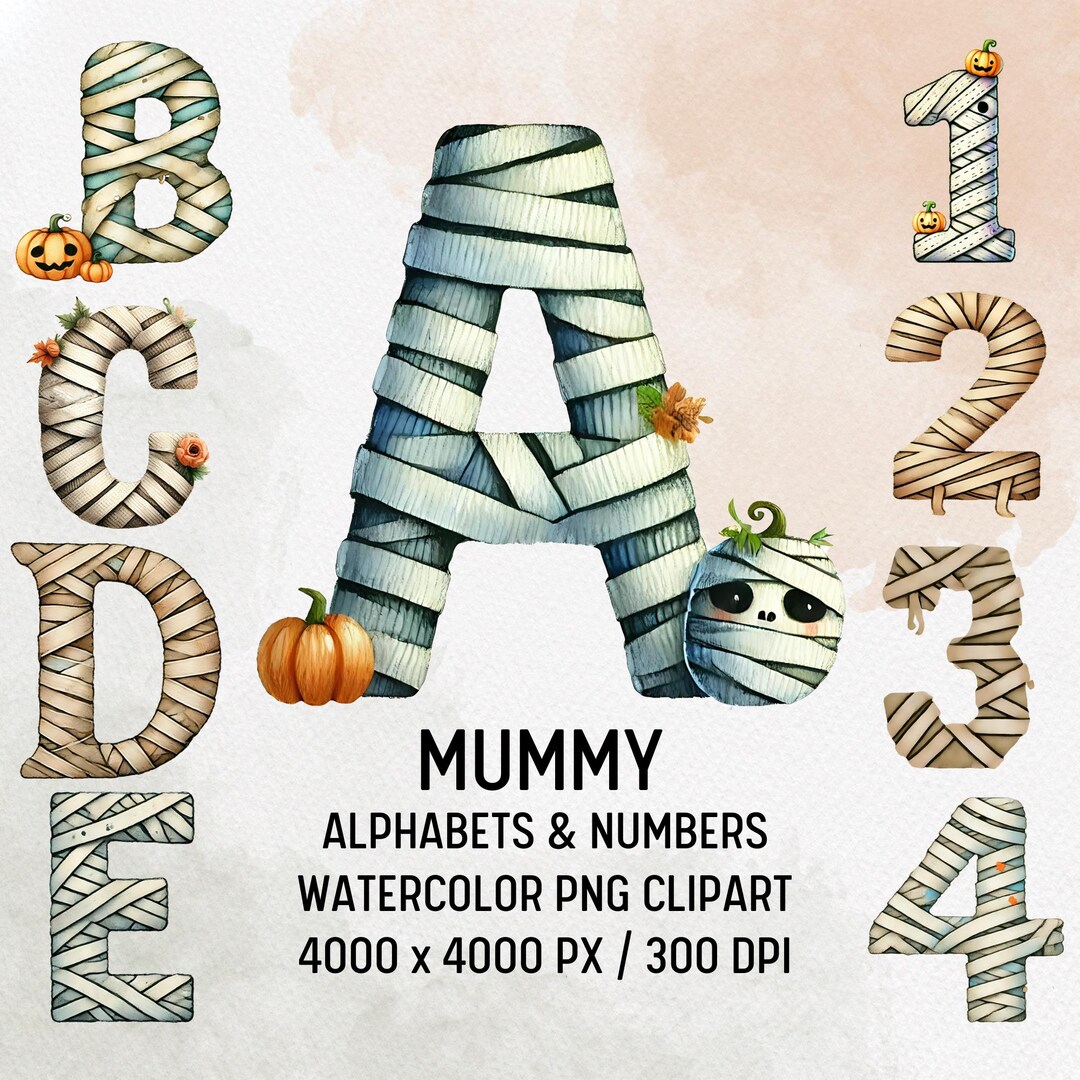 Mummy Alphabet PNG Clipart | Spooky Wrapped Font Digital Download ...
