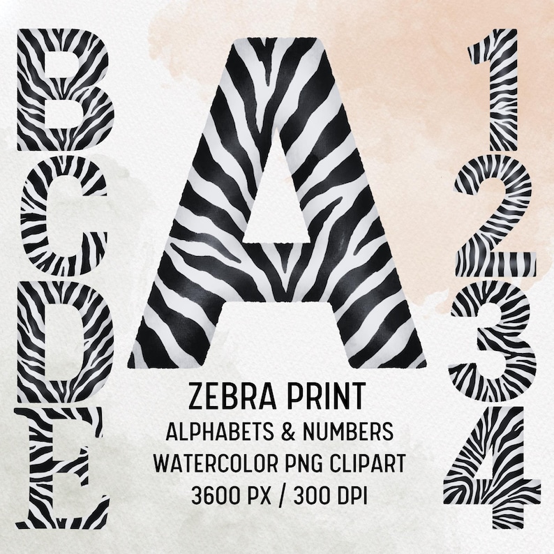 Zebra Print Alphabet PNG Clipart | Safari Letters (digital Download) - Etsy