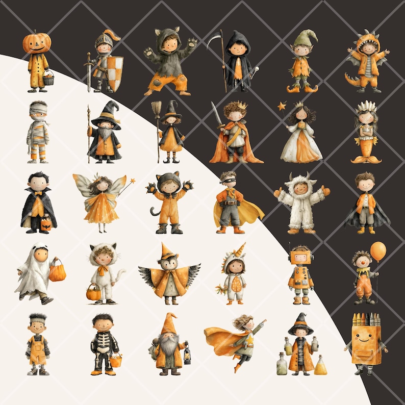 Halloween Kids Clipart Bundle: Watercolor Costume Kids (PNG Digital ...