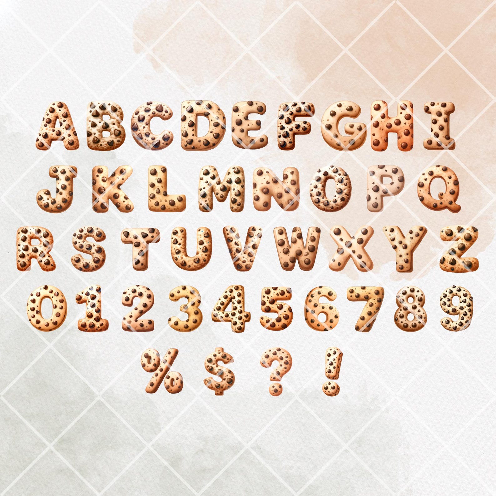 Chocolate & Cookie Alphabet Clipart Bundle PNG | Sweet Font Pack ...
