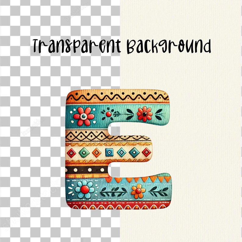 Hispanic Heritage Alphabet Clipart: Latin Folk Art PNG Font (digital ...