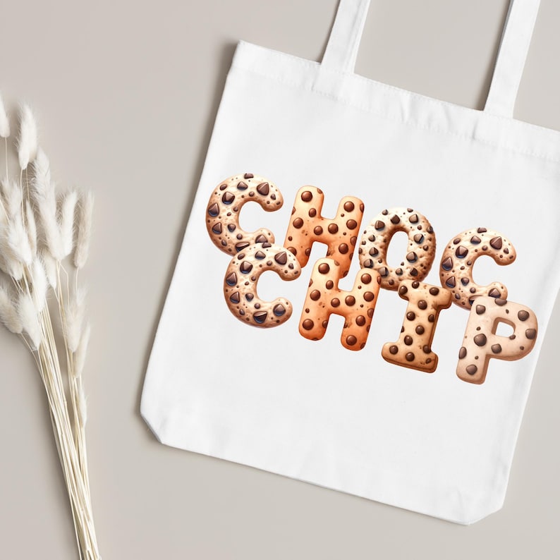 Chocolate Chip Cookie Alphabet Watercolor Clipart: PNG Font (digital ...