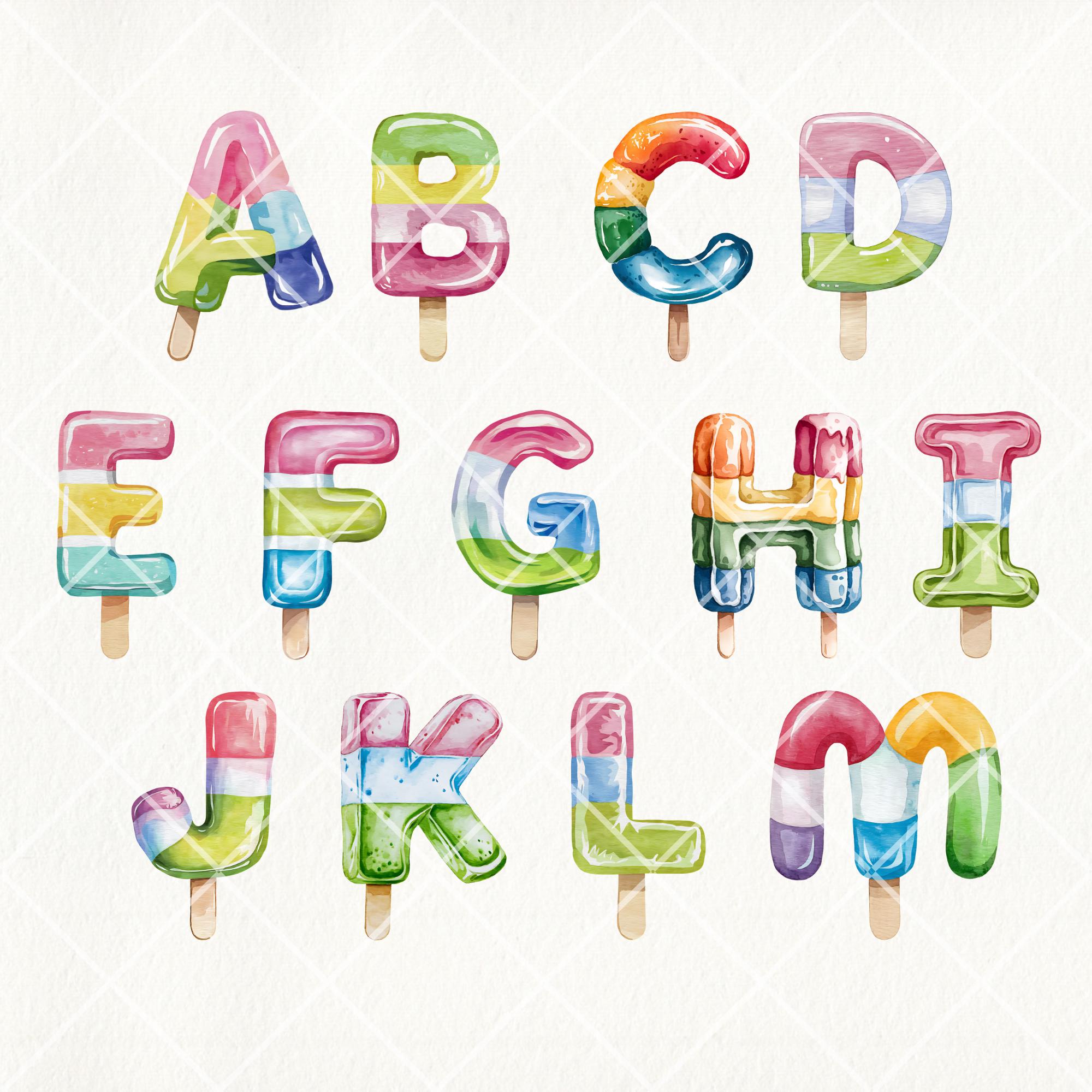 Ice Cream Stick Alphabet PNG Clipart: Summer Classroom Decor (digital ...