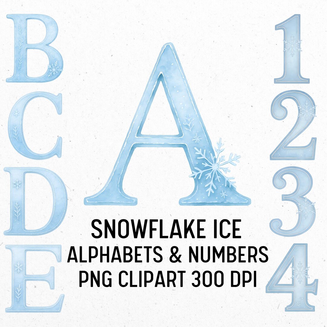 Snowflake Ice Alphabet PNG Set, Frozen Winter Font Letters Clipart ...