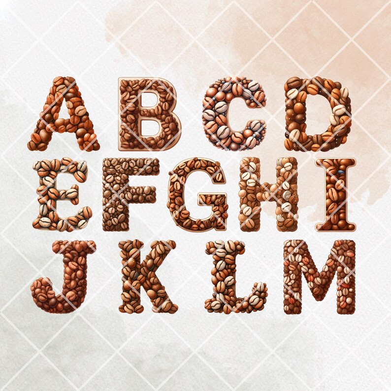 Coffee Bean Alphabet PNG Clipart, Cafe Font (digital Download) - Etsy