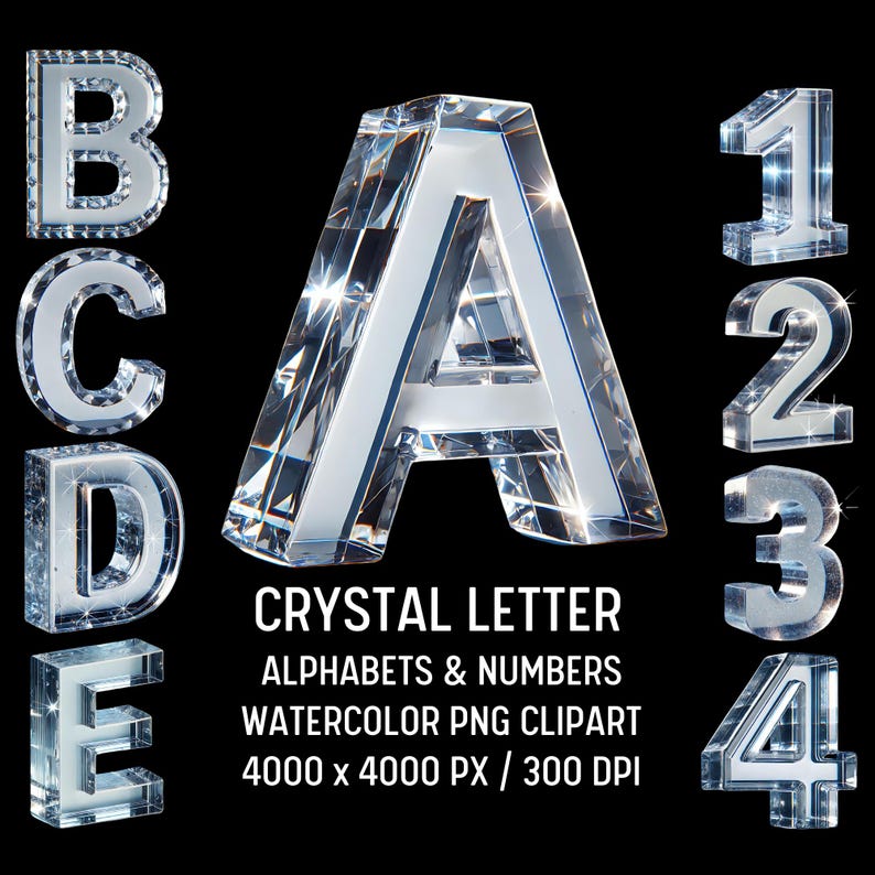 Crystal Alphabet, Sparkling Gem Letters PNG Designs, Transparent ...