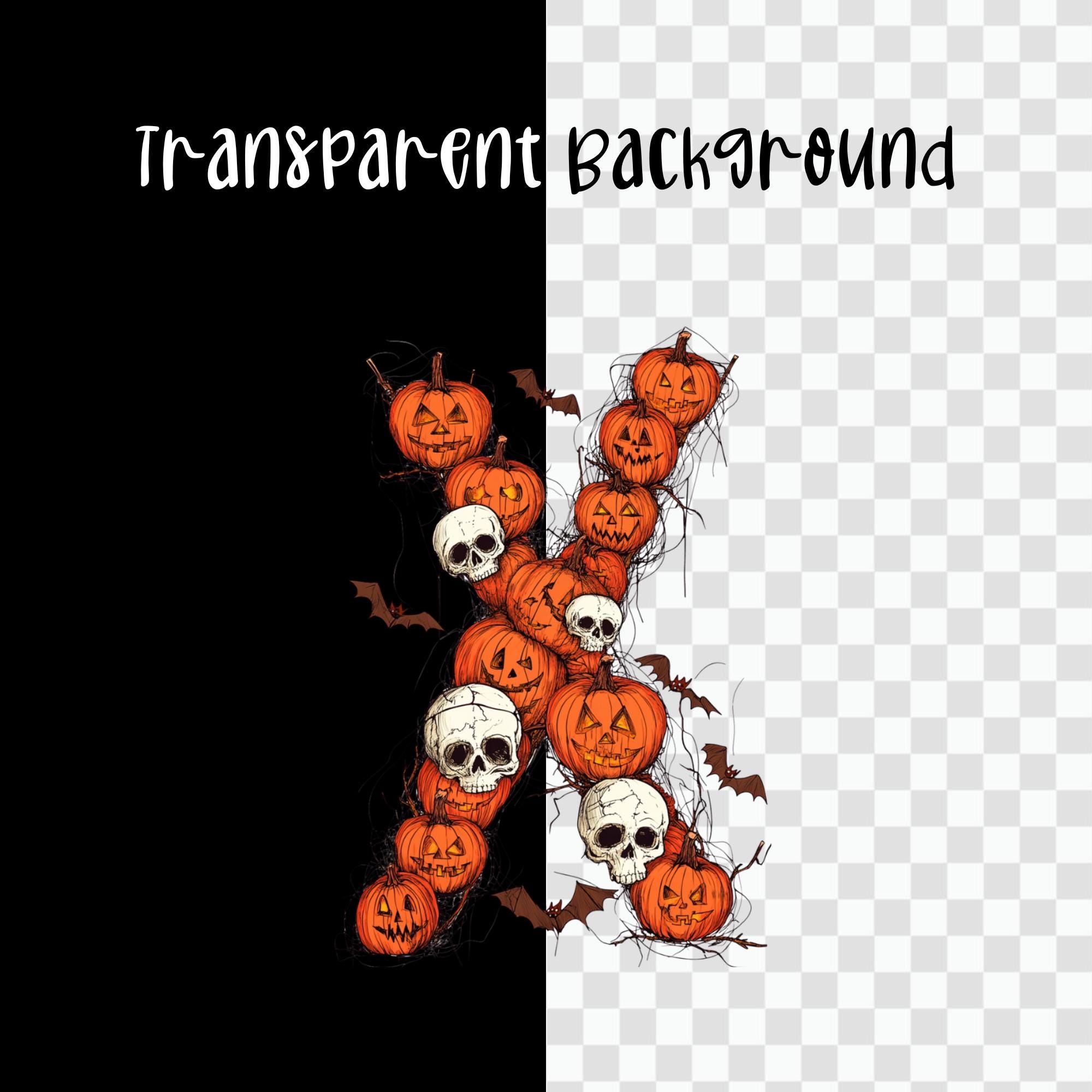 Pumpkin Skull Alphabet Clipart, Spooky Halloween Font (PNG Digital ...