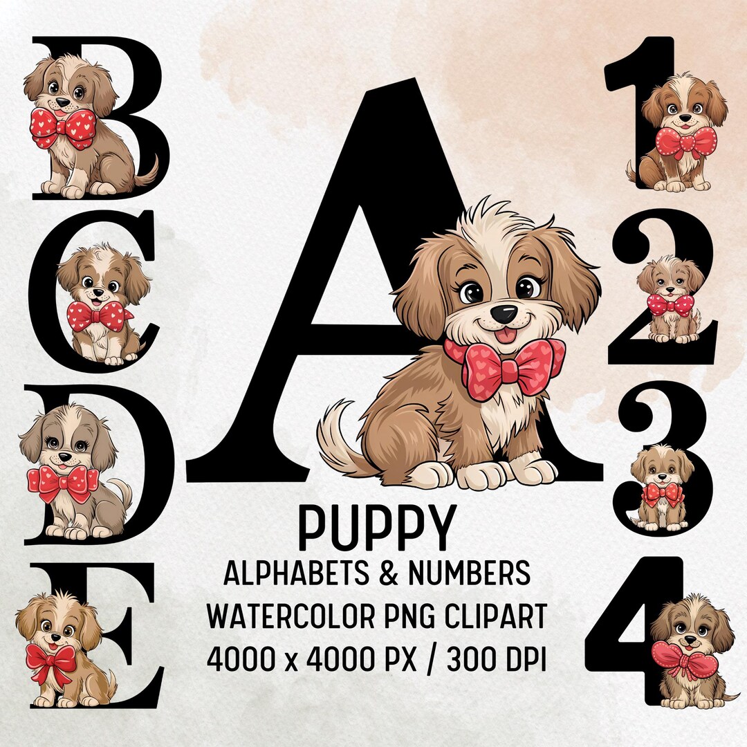 Puppy Alphabet Clipart, Cute Dog Letter PNG, Puppy Alphabet Clipart ...