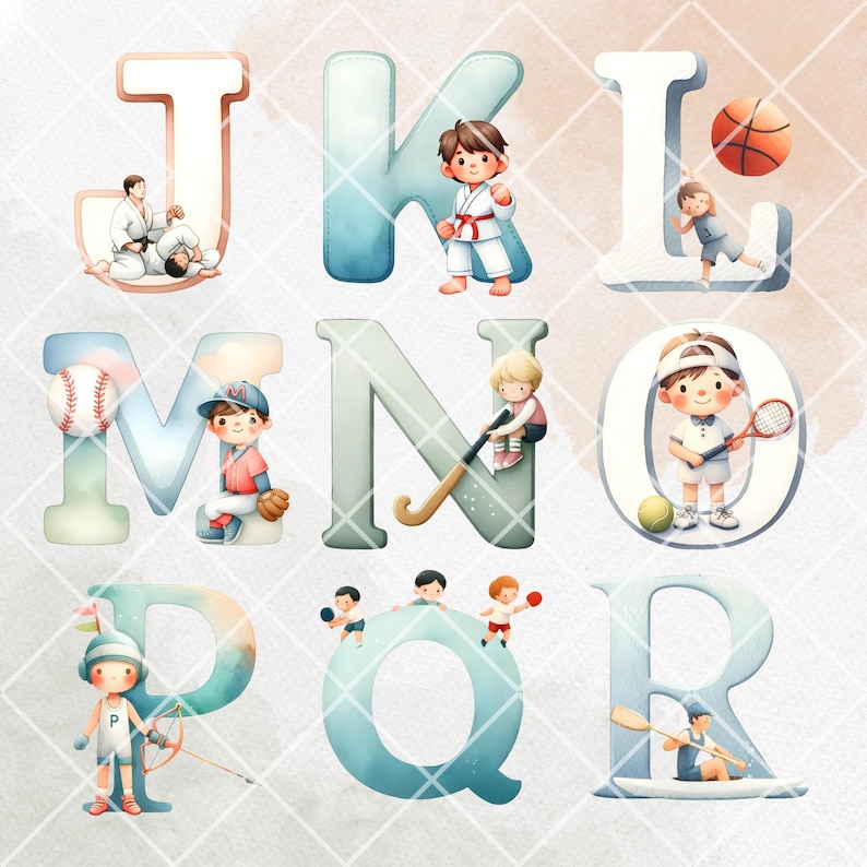 Sports Alphabet Clipart: PNG Letters for Nursery Decor (digital ...
