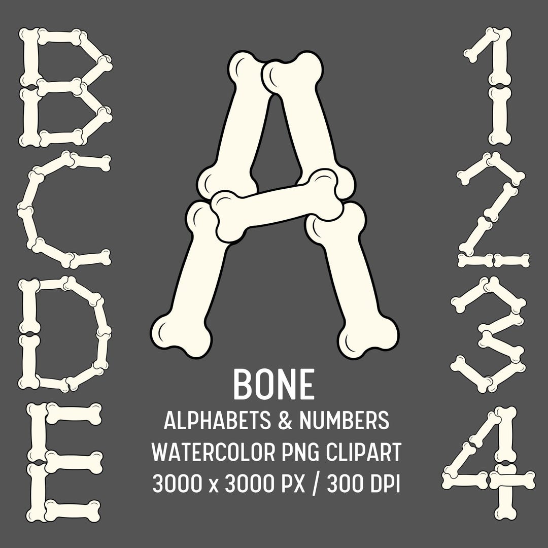 Halloween Bone Alphabet PNG Set: Spooky Paw Print Letters (digital ...