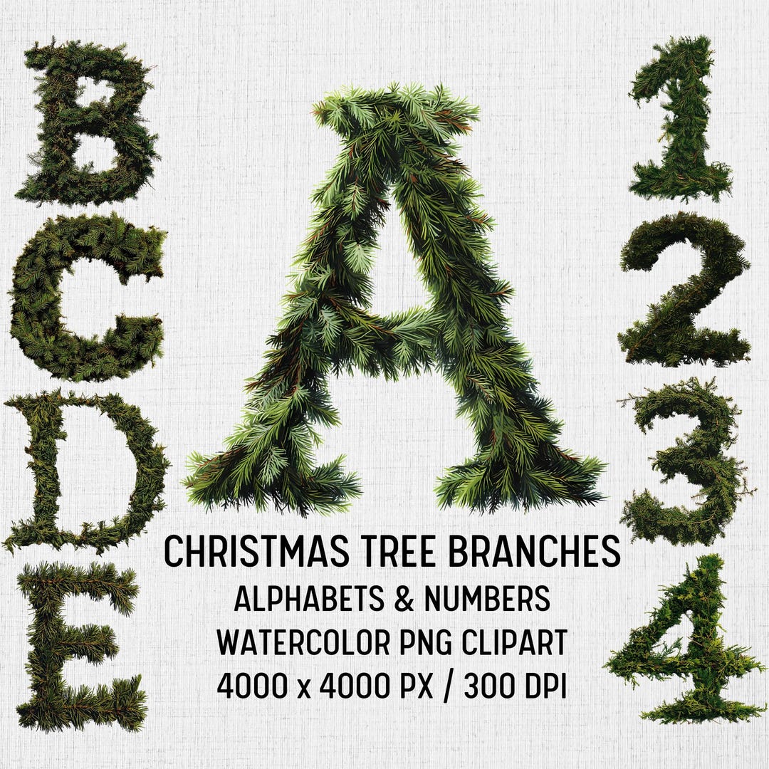 Christmas Floral Alphabet PNG Clipart: Holiday Letters (digital ...