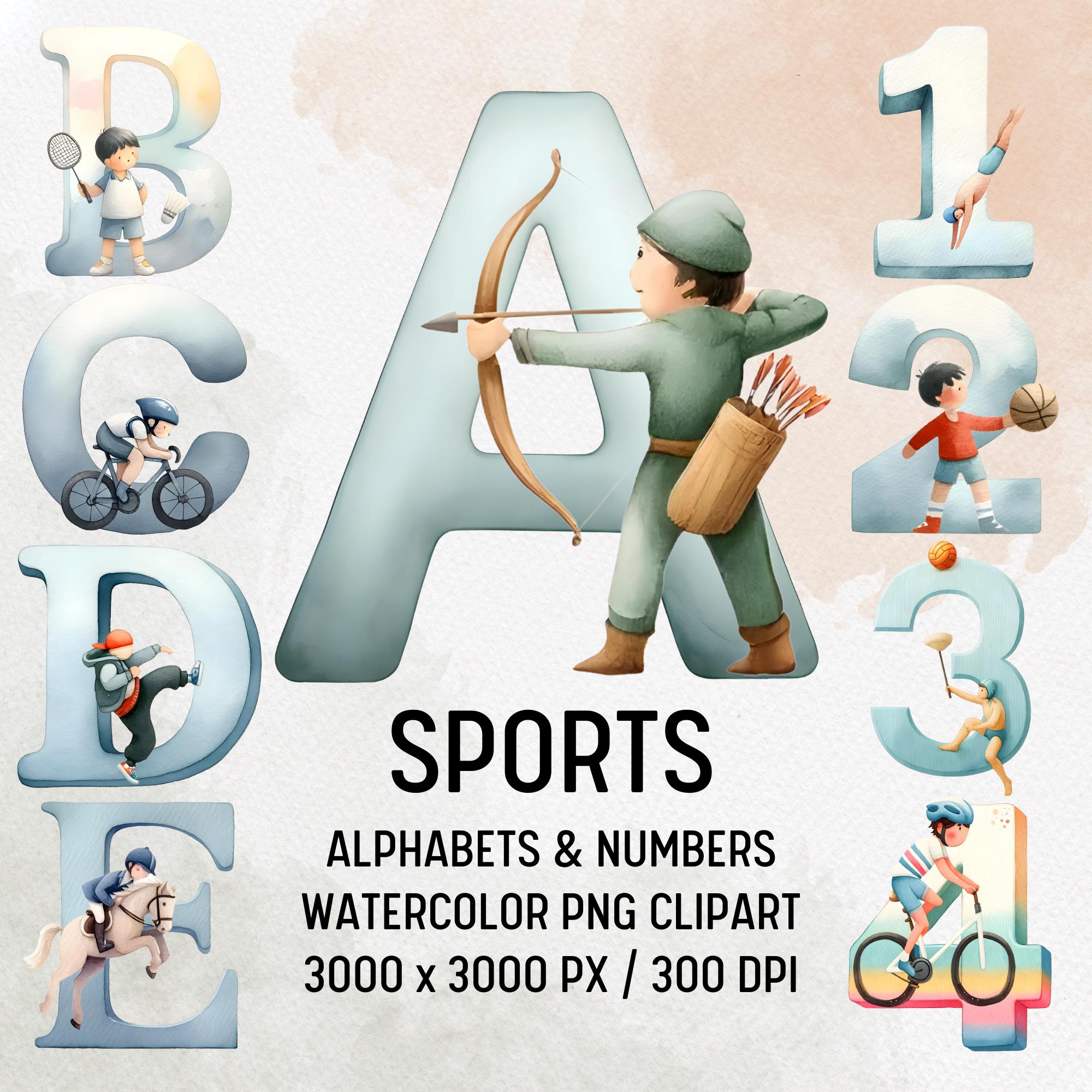 Sports Alphabet Nursery Clipart, PNG Letters for Kids Room Decor ...