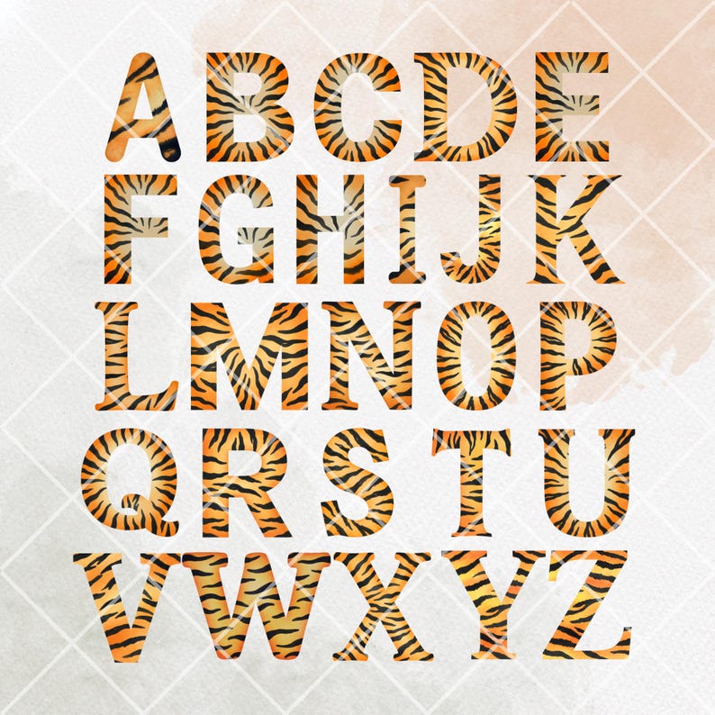 Tiger Print Alphabet PNG Clipart | Safari Letters (digital Download) - Etsy