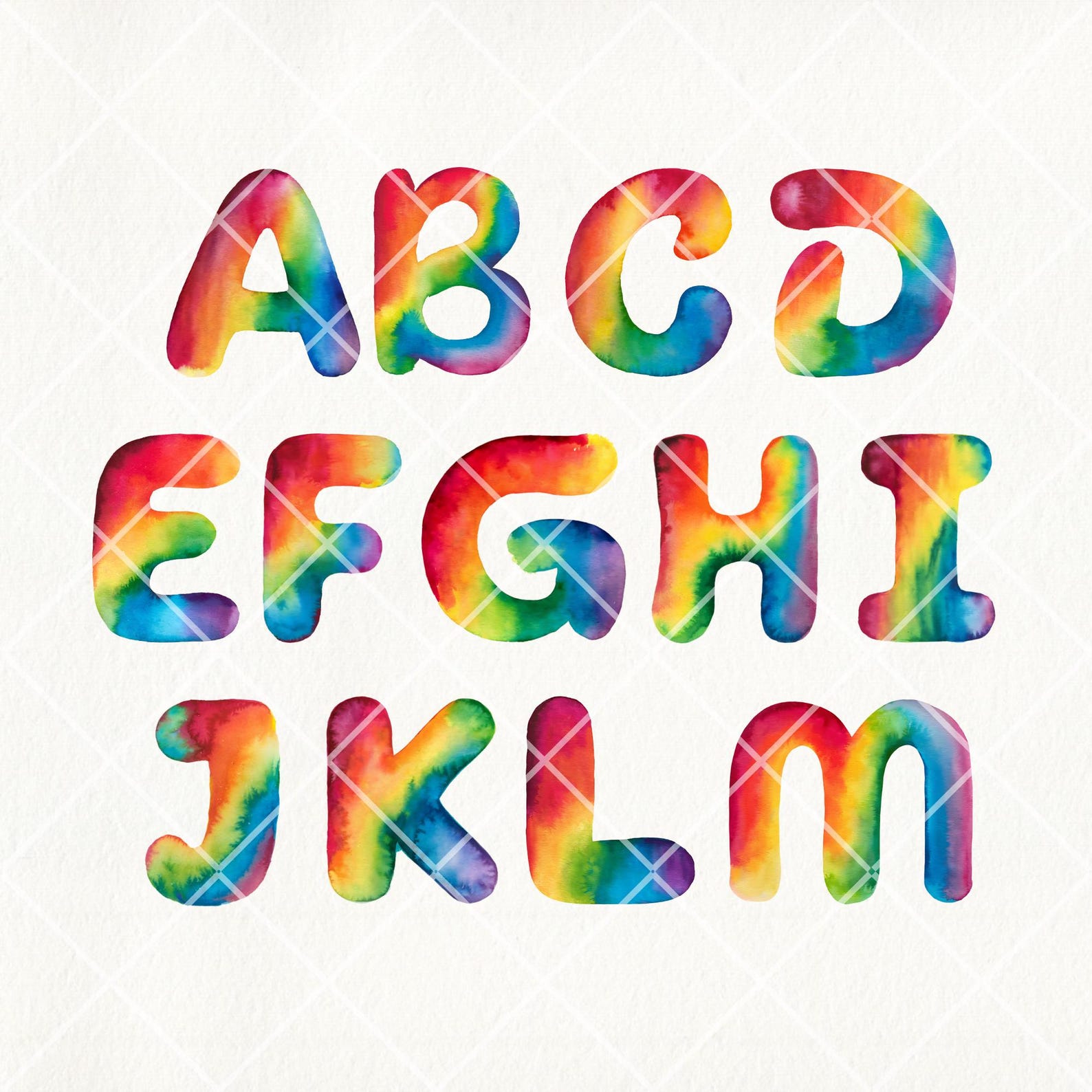 Rainbow Dye Alphabet PNG Bundle, Colorful Splatter Color Fill ...