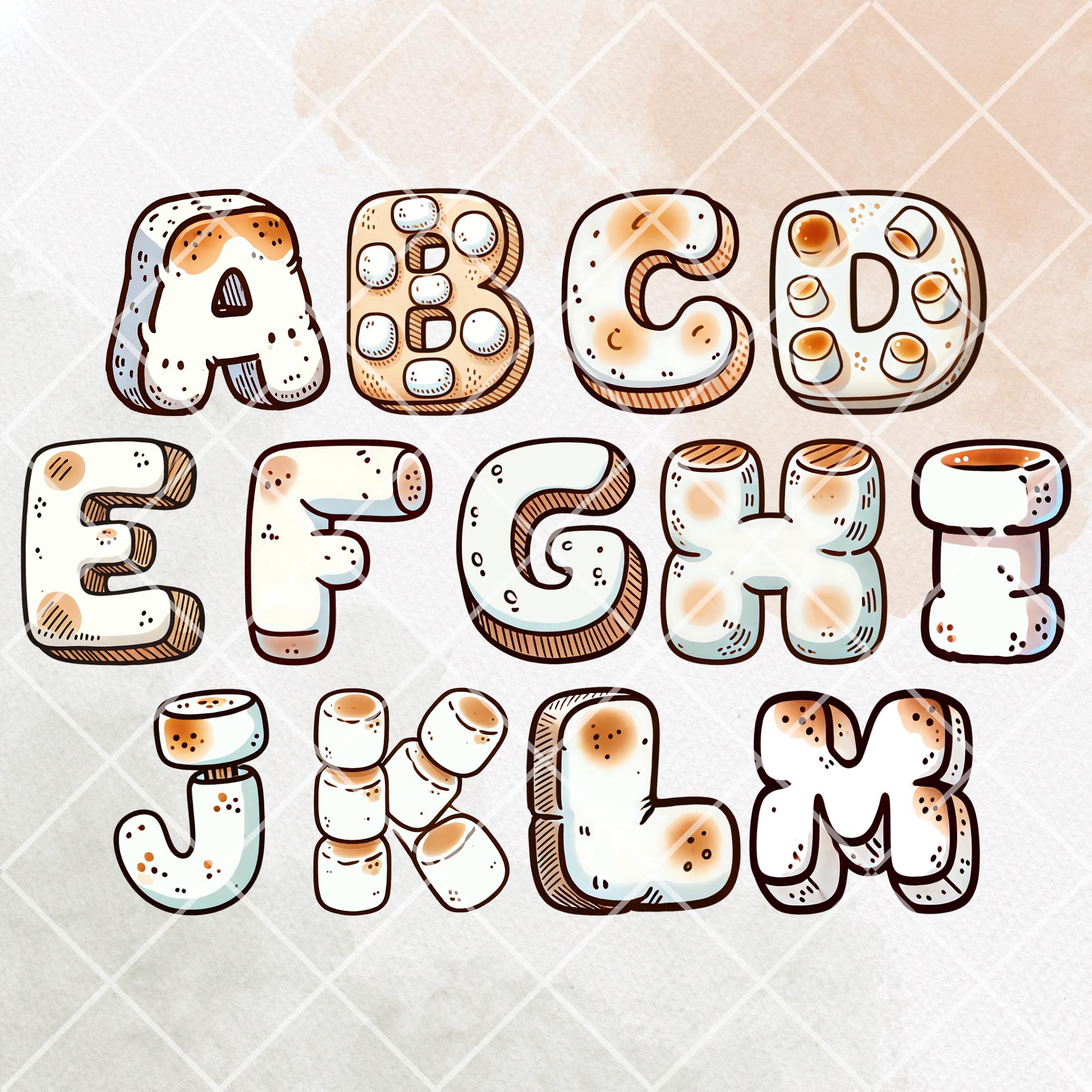 Toasting Marshmallow Alphabet PNG Clipart: Camping Bonfire Letters ...