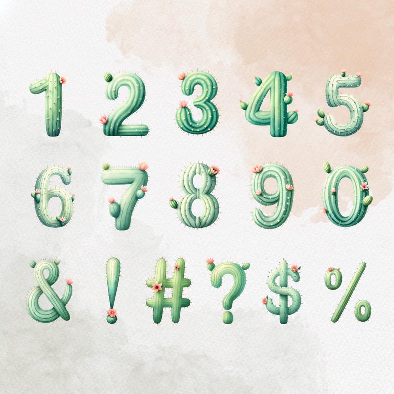 Cactus Alphabet Clipart: Desert Plant Font (PNG Digital Download) - Etsy