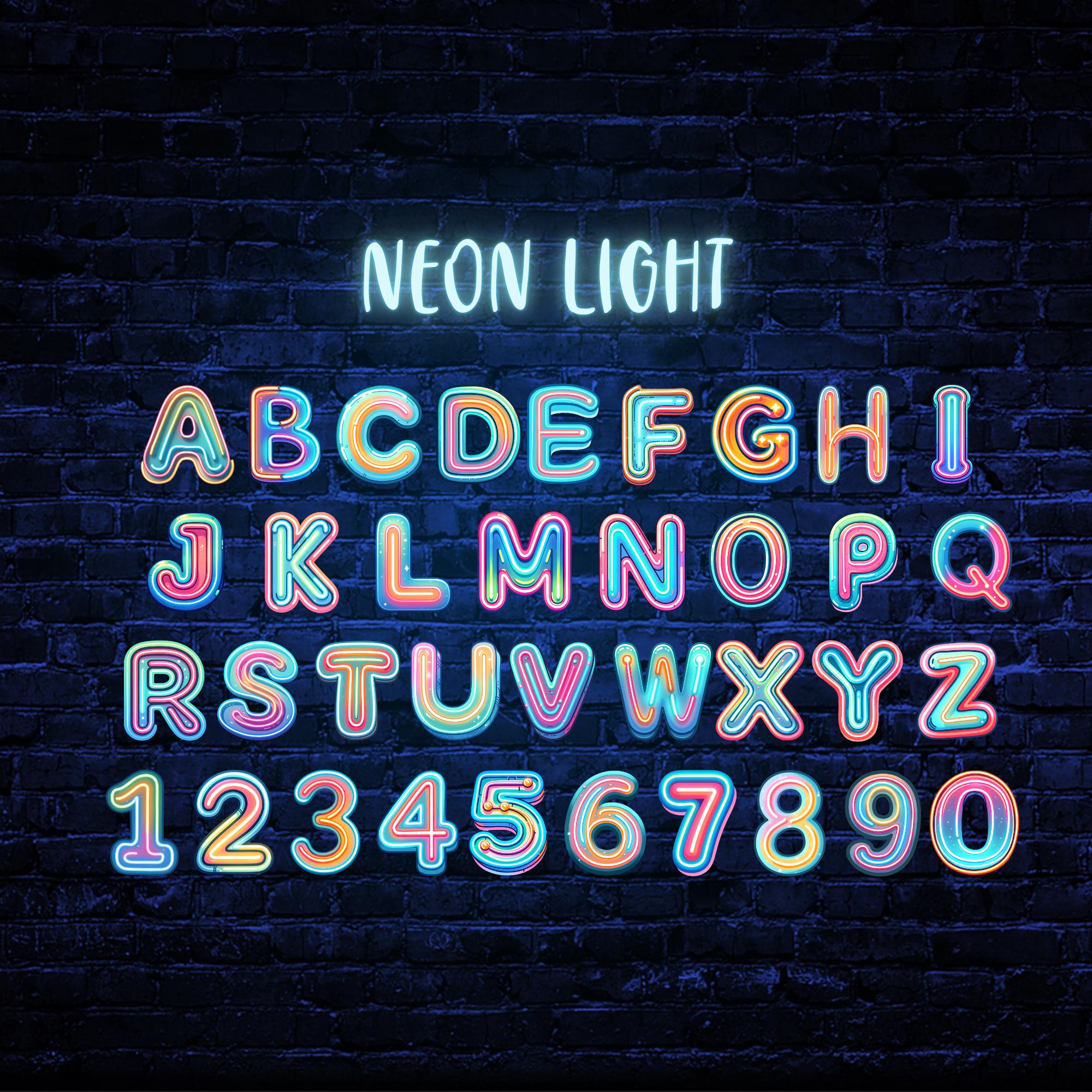 Neon Alphabet Clipart Bundle, Neon Letters PNG Designs, Neon Font, Neon ...