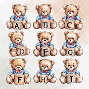 Teddy Bear Alphabet Nursery Clipart for Kids Room Decor, Printable ...