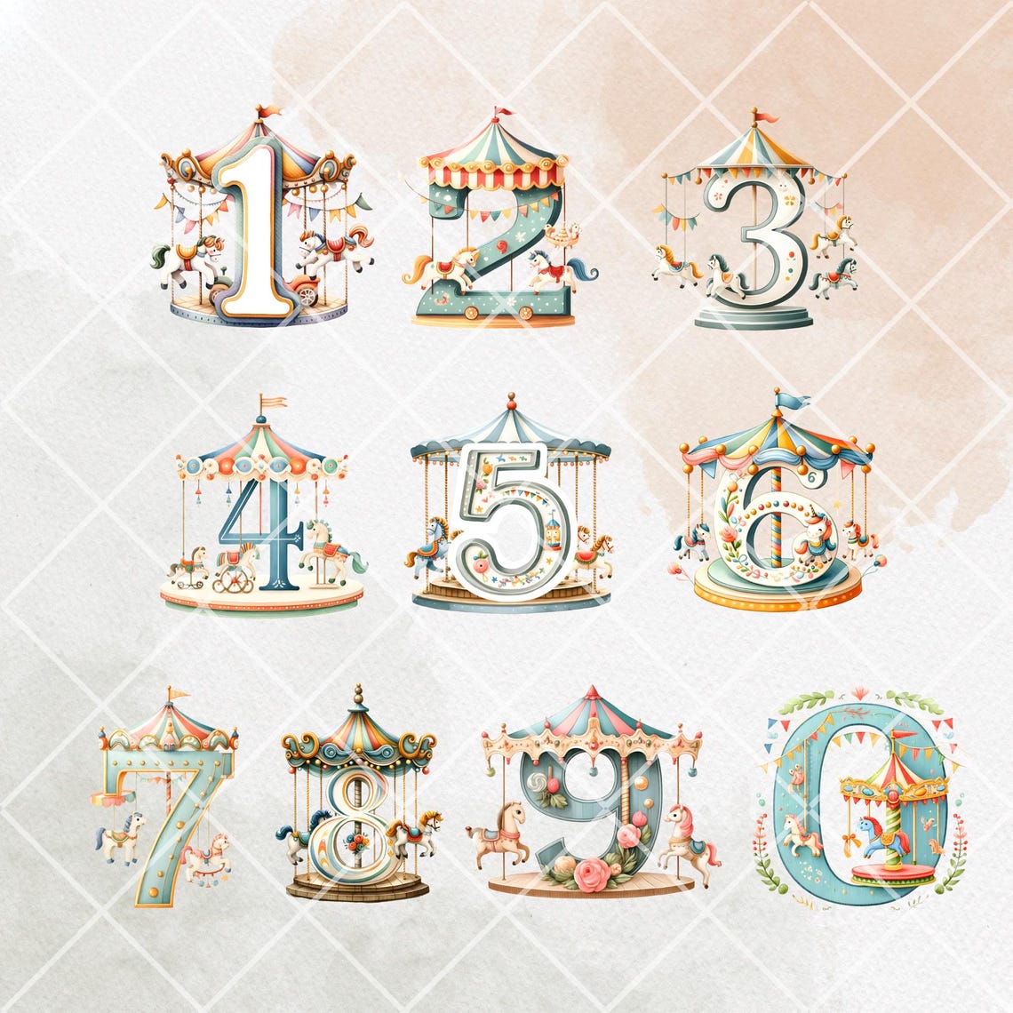 Merry-go-round Alphabet Clipart, Carnival Letters PNG Designs, Vintage ...