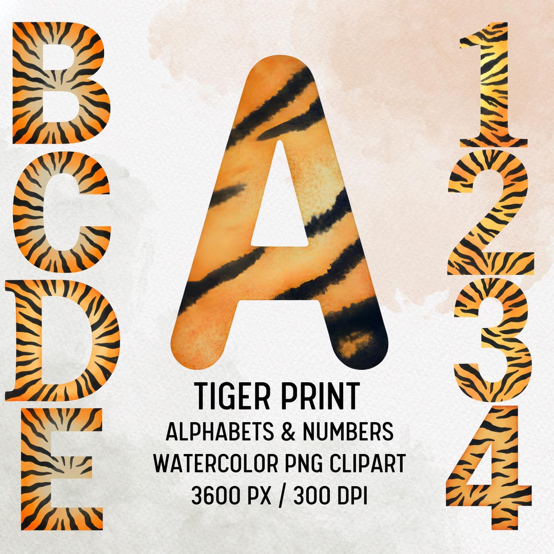 Tiger Print Alphabet PNG Clipart | Safari Letters (digital Download) - Etsy