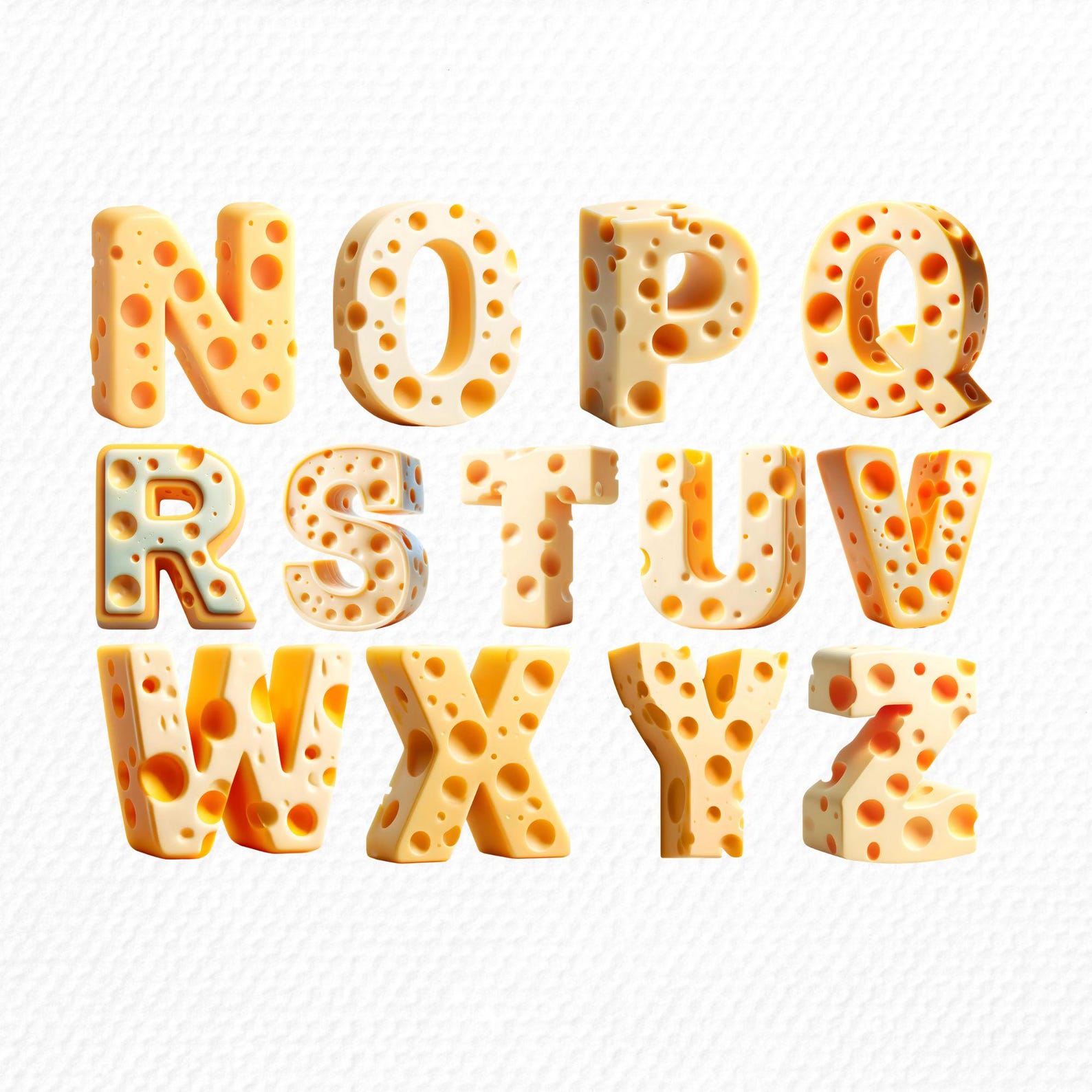 Cheese PNG Letters, 3D Cheese Alphabet Clipart, Cheese Doodle, Cheese ...