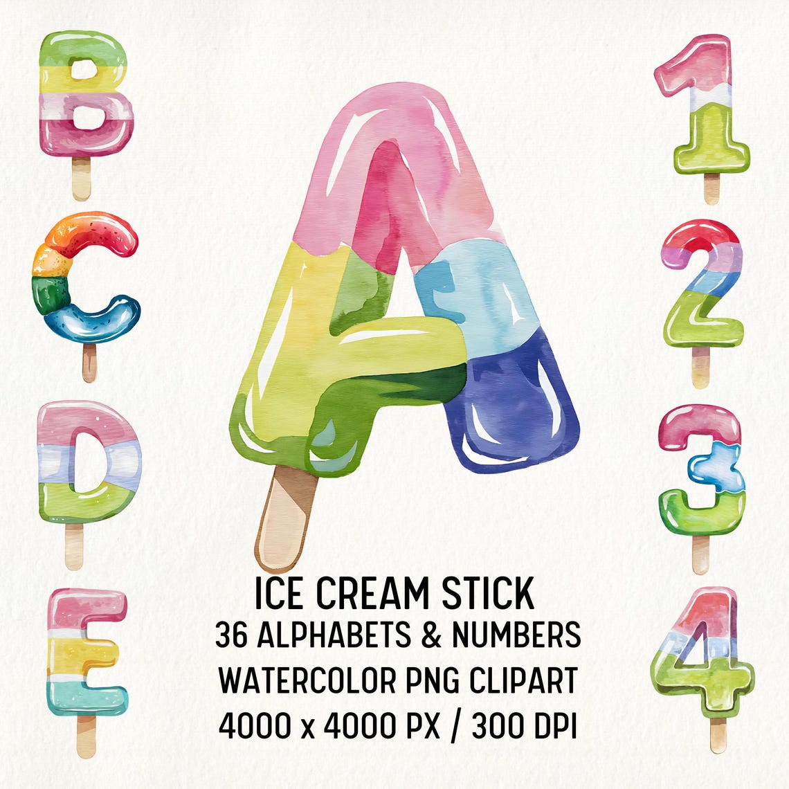 Ice Cream Stick Alphabet PNG Clipart: Summer Classroom Decor (digital ...