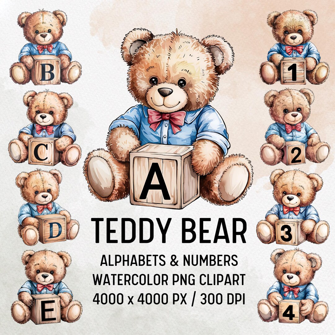 Teddy Bear Alphabet Nursery Clipart for Kids Room Decor, Printable ...