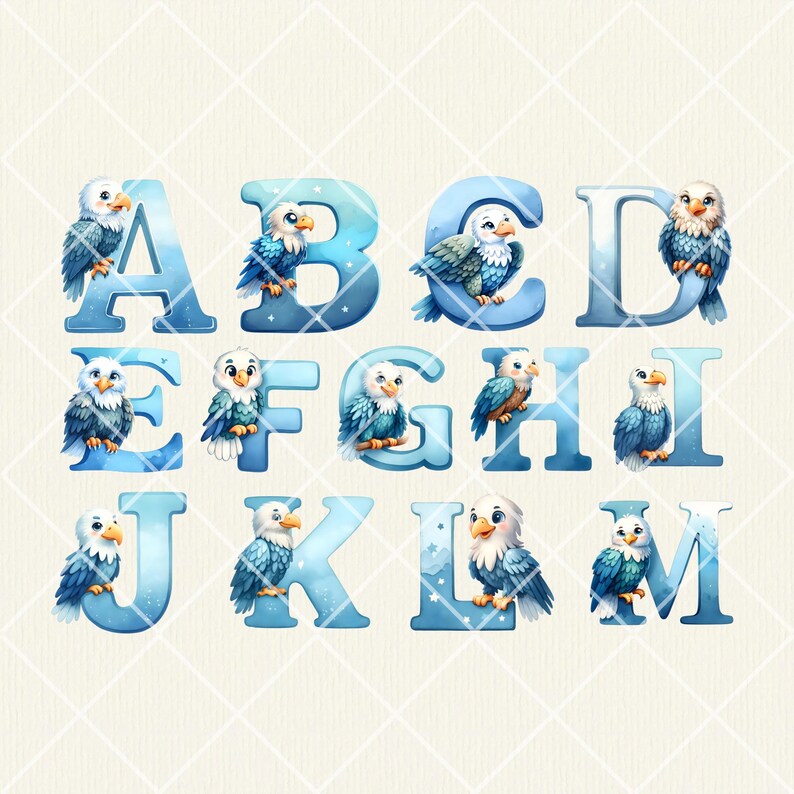 American Eagle Alphabet Clipart, Patriotic Letter PNG, Bald Eagle Font ...
