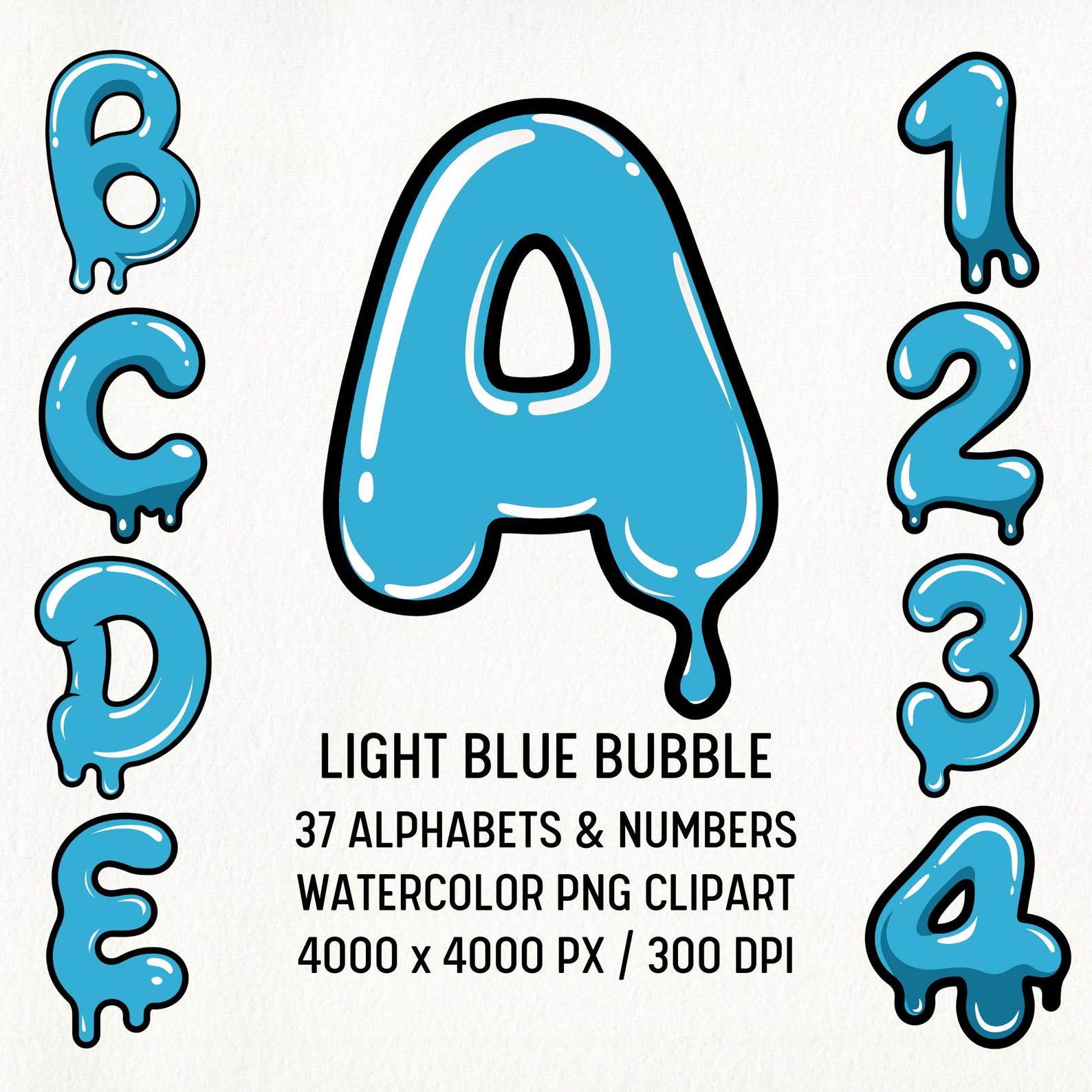 Blue Dripping Graffiti Alphabet PNG: Bubble Font (digital Download) - Etsy