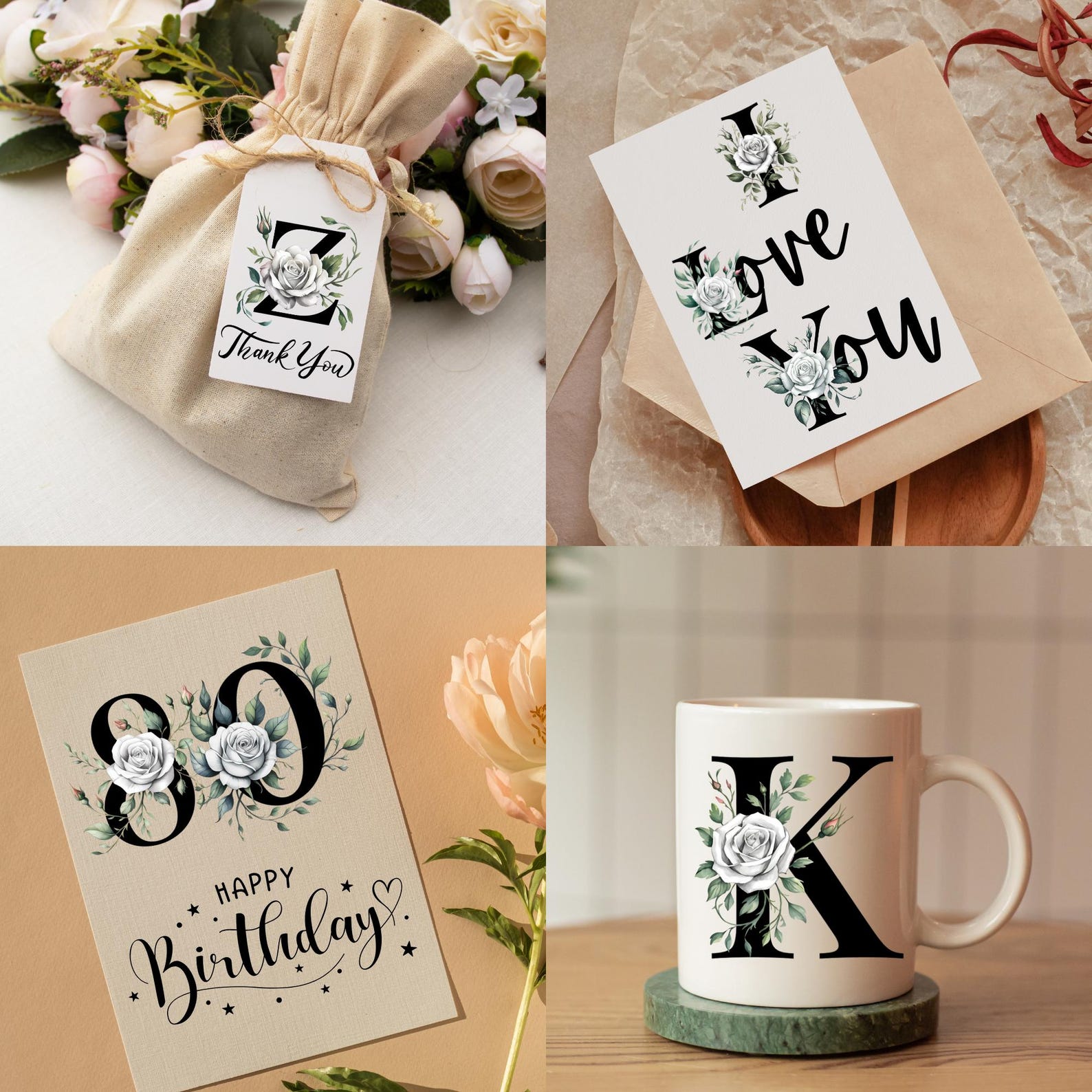 Floral Rose Alphabet Clipart Bundle: Wedding Letters (PNG) - Etsy