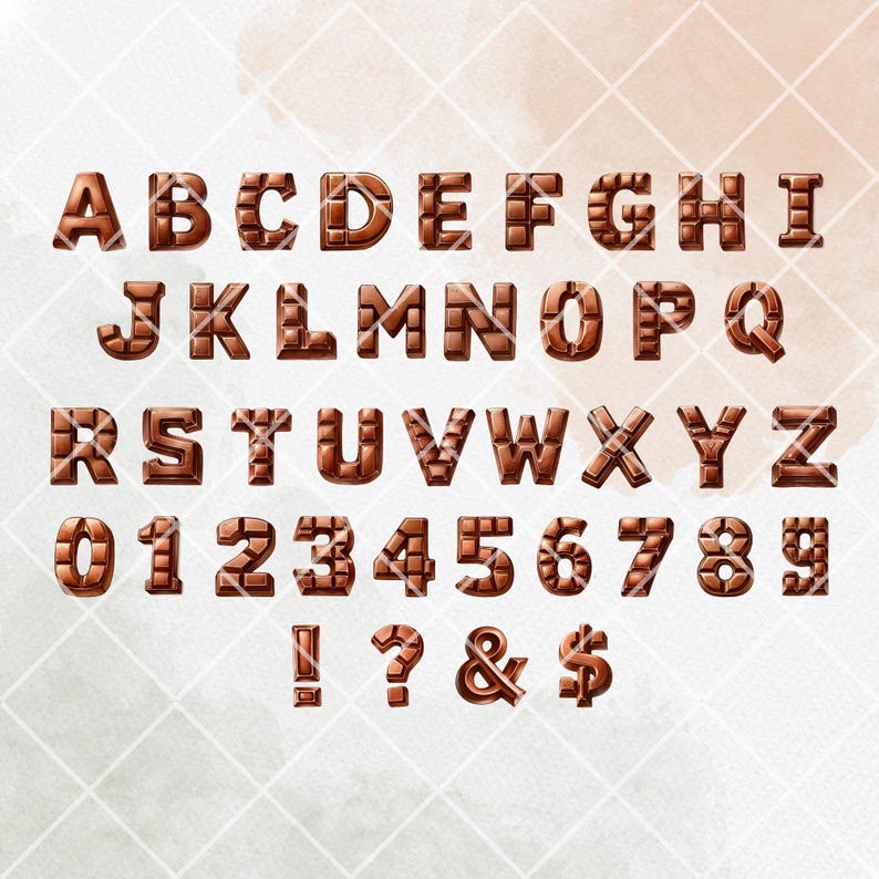 Chocolate Alphabet Clipart Bundle: Dessert Font PNG (digital Download ...