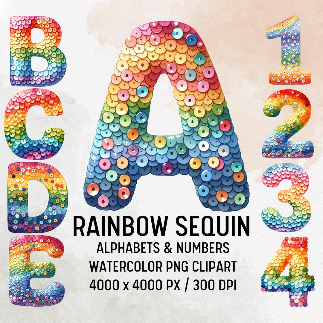 Rainbow Sequin Alphabet PNG Designs, Glittery Letters, Sequin Font ...