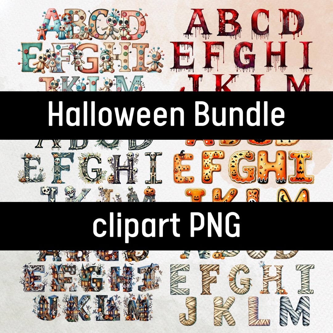 Halloween Alphabet Clipart Bundle PNG Designs | Spooky Font Pack ...