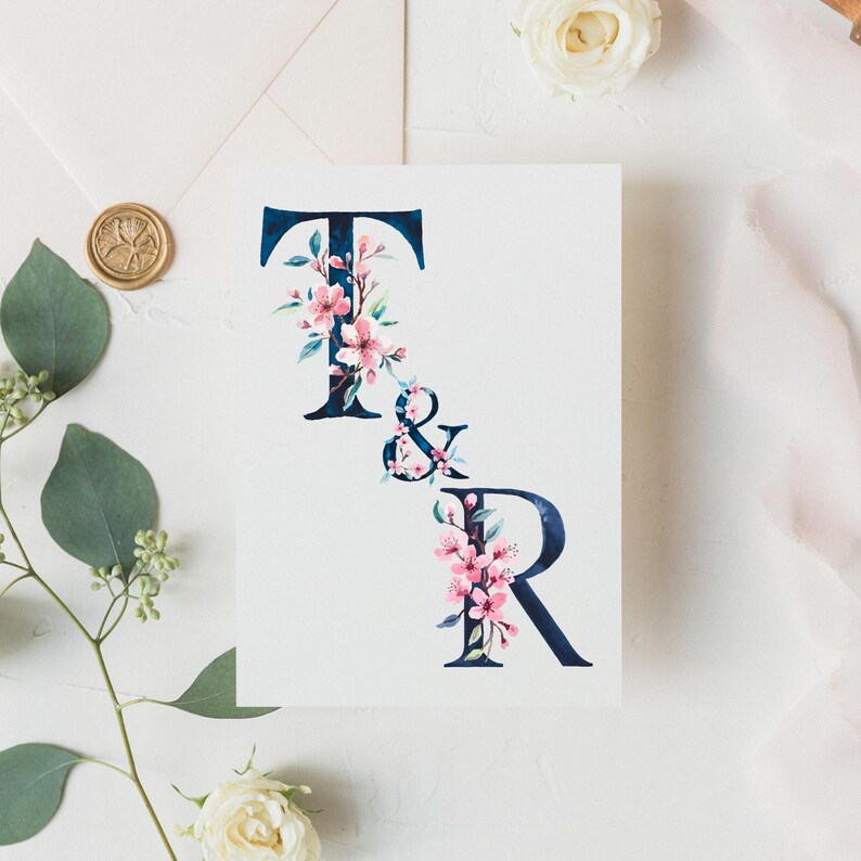 Cherry Blossom Alphabet Clipart: Watercolor Floral Letters, Spring Font ...