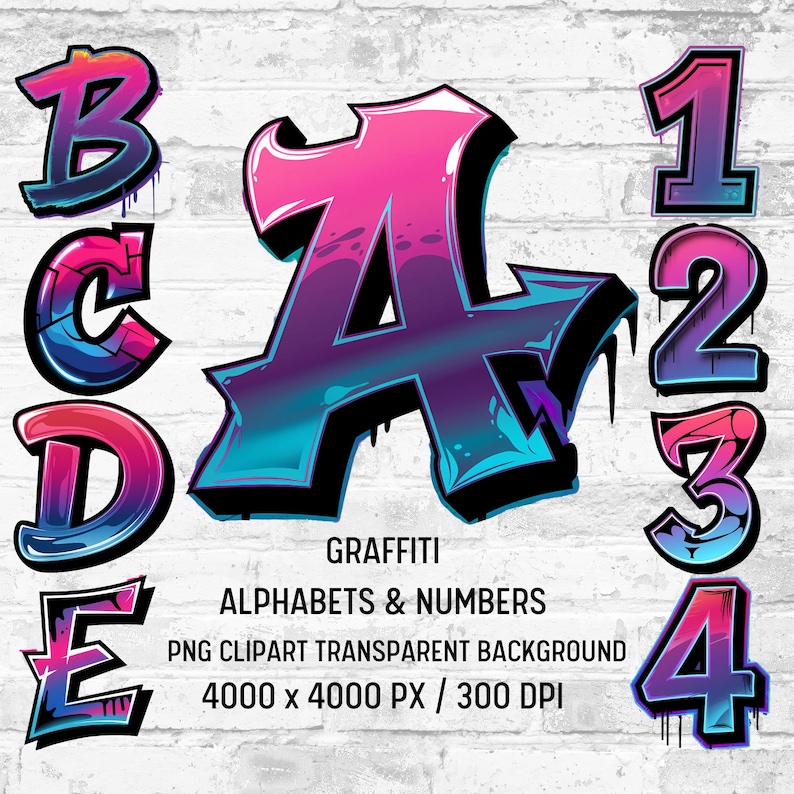 Graffiti Alphabet PNG: Urban Font Designs (commercial Use) (digital ...