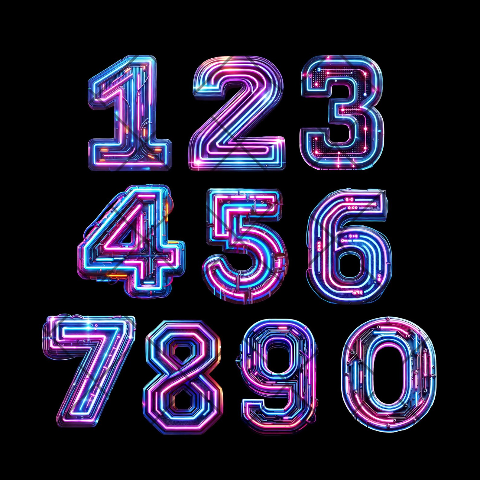 Cyberpunk Neon Alphabet Clipart, Neon Letters PNG Designs, Neon Font ...