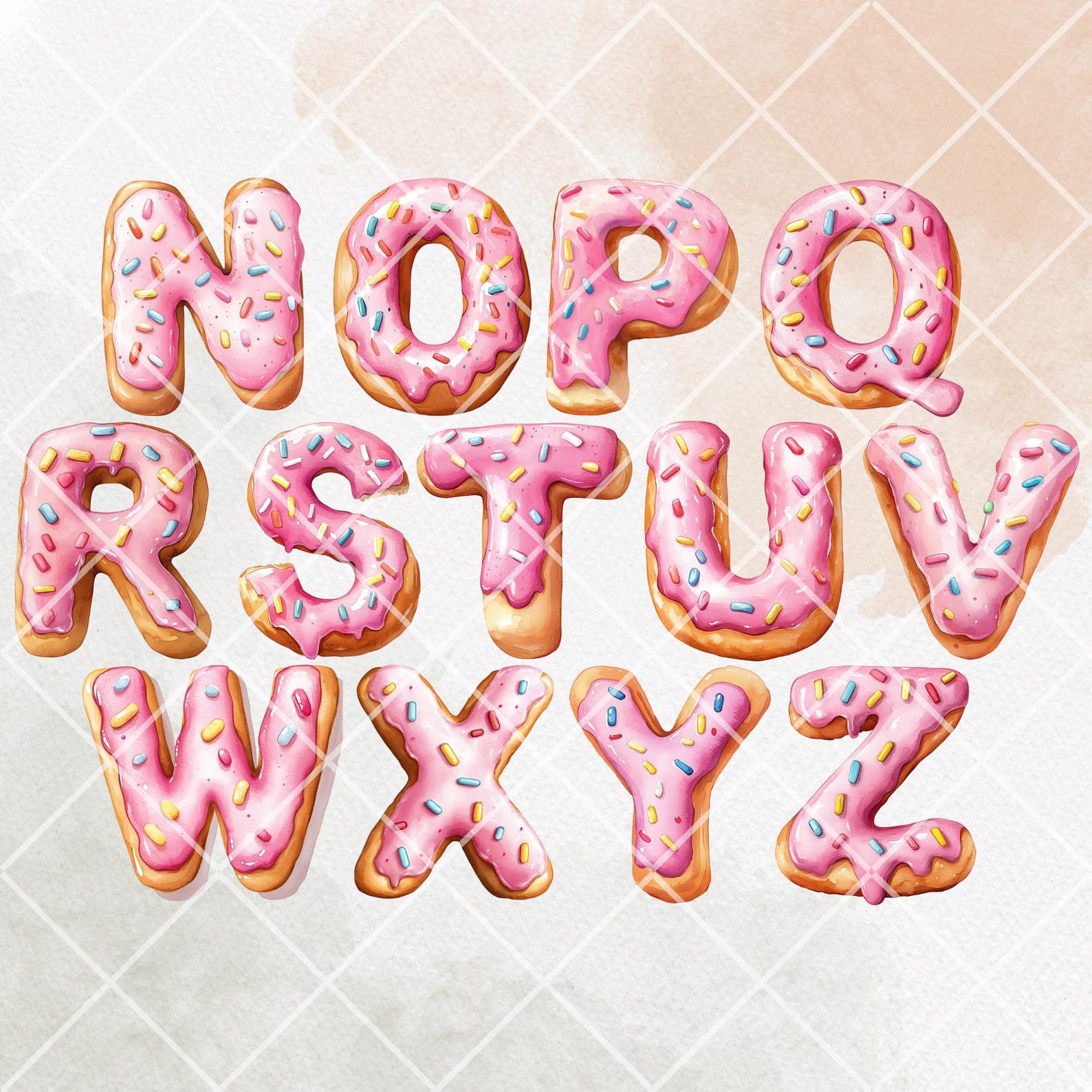 Pink Donut Letter Clipart: Frosted Alphabet PNG (digital Download) - Etsy