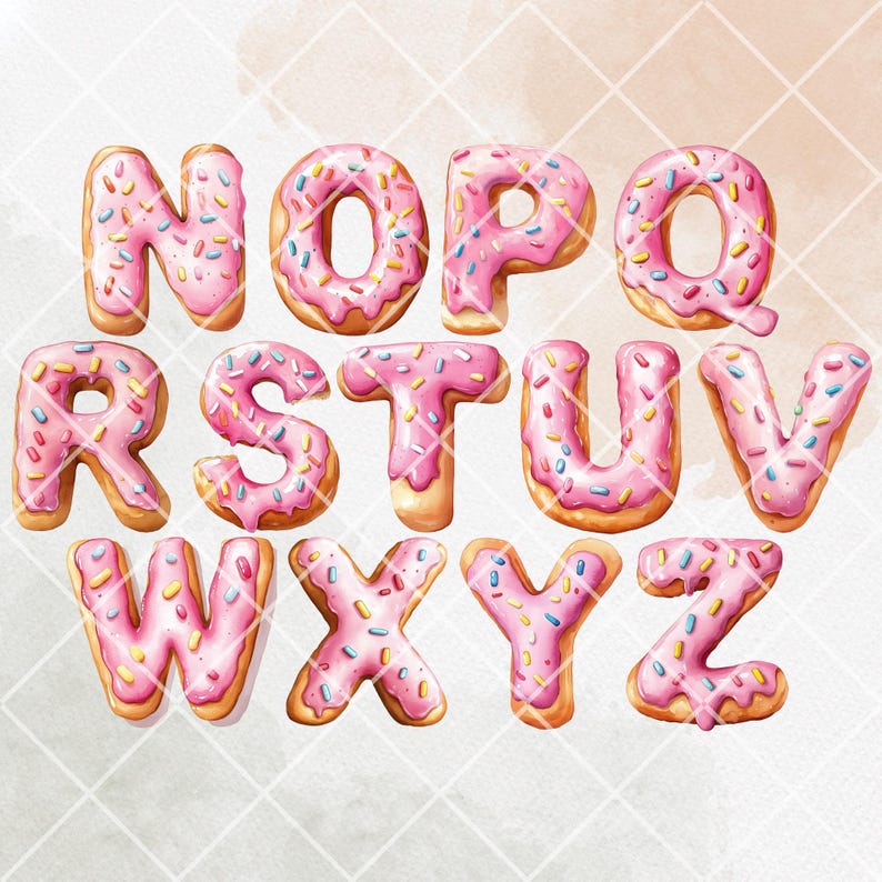 Pink Donut Letter Clipart: Frosted Alphabet PNG (digital Download) - Etsy